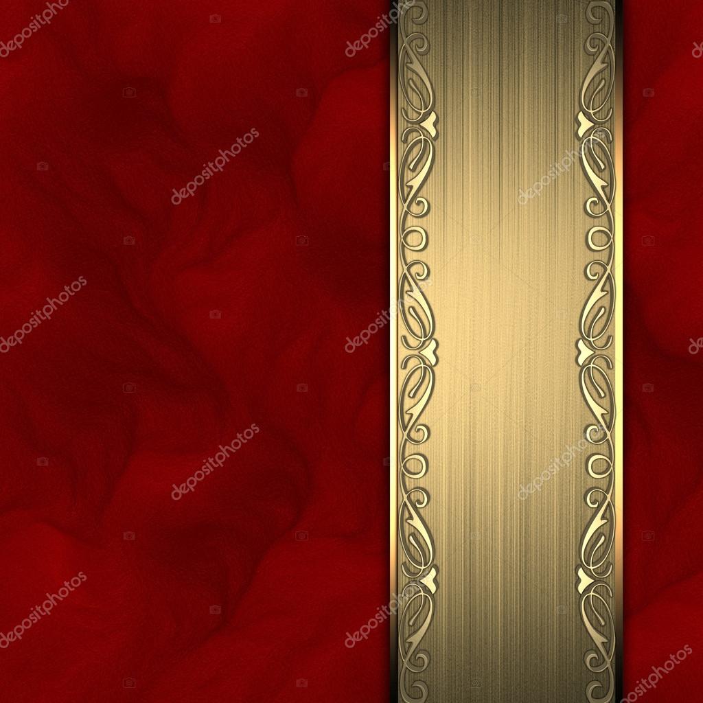 Beautiful pattern on a gold plate on a red background — Stock Photo ...