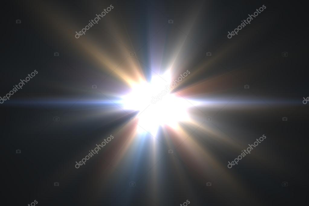 Estrella, sol con destello de lente. Fondo de rayos 2023