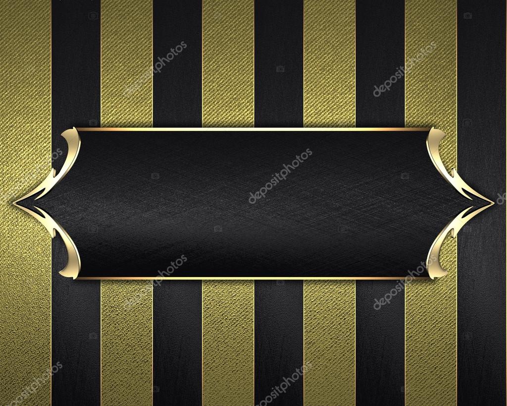 Background with stripes, with black name plate and a gold trim Stock ...