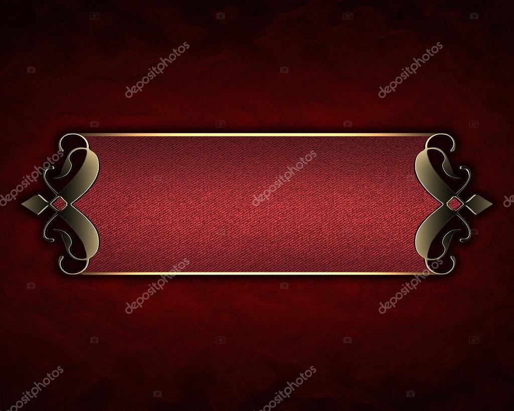Red texture of a red name plate with gold patterns on the edges Stock ...