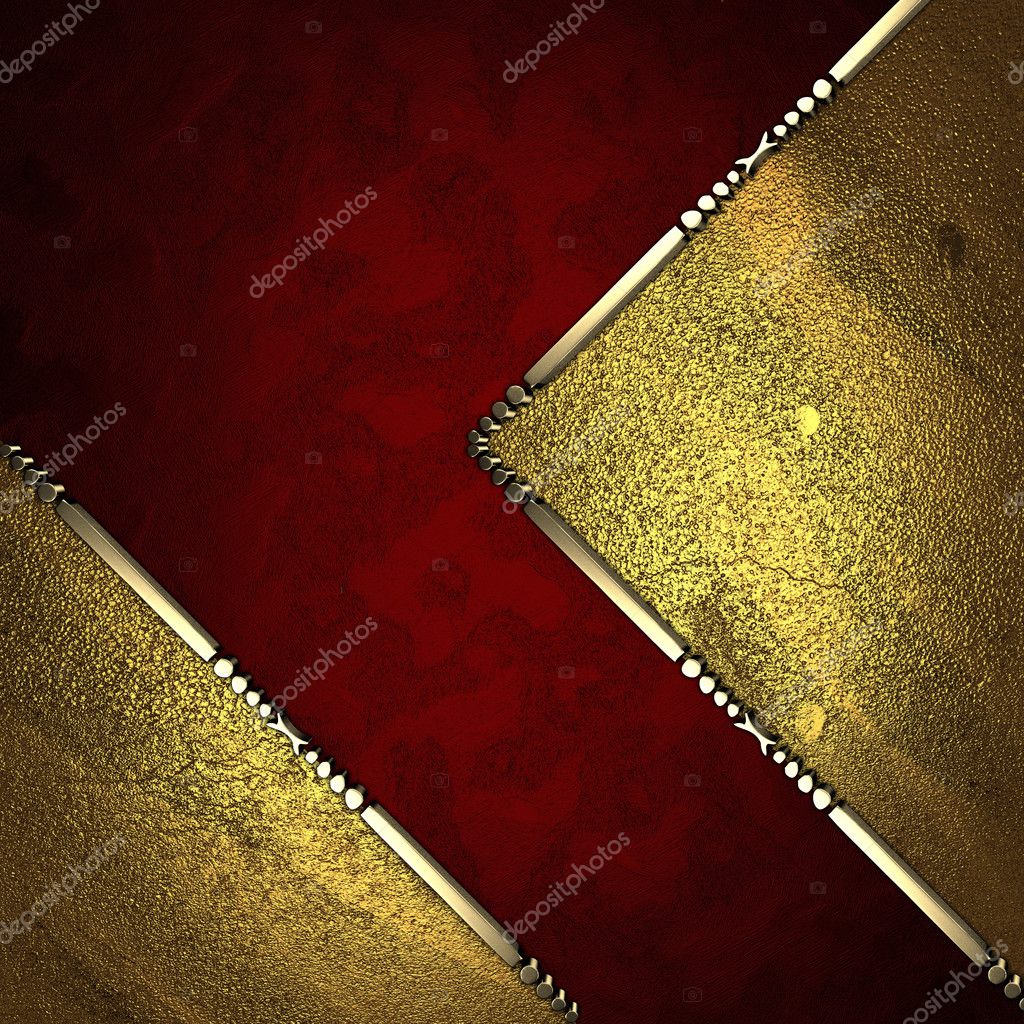 Red texture with abstract gold plate and gold trim — Stock Photo ...