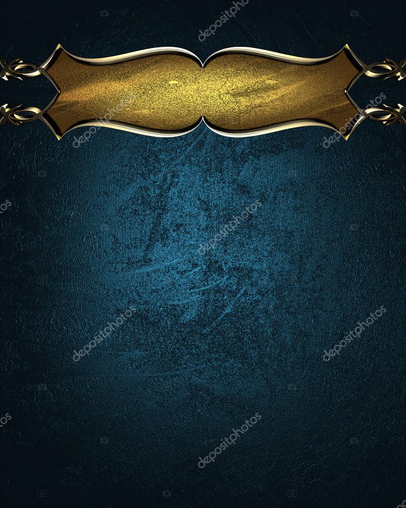 Blue texture with a beautiful plaque with gold pattern — Stock Photo ...