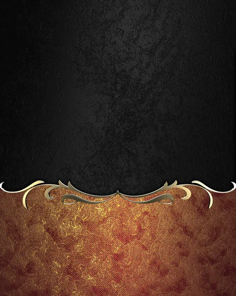 Abstract red-gold texture on black background with gold ornament edge ...