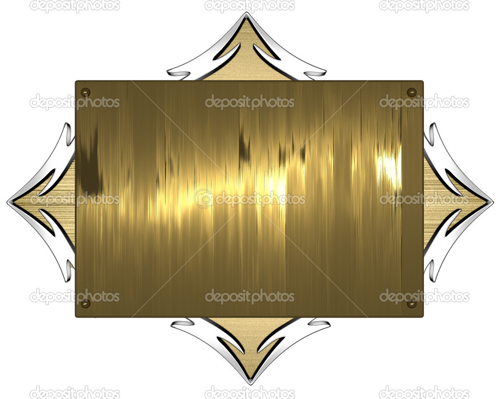 Gold nameplate with gold ornate edges, isolated on white background ...