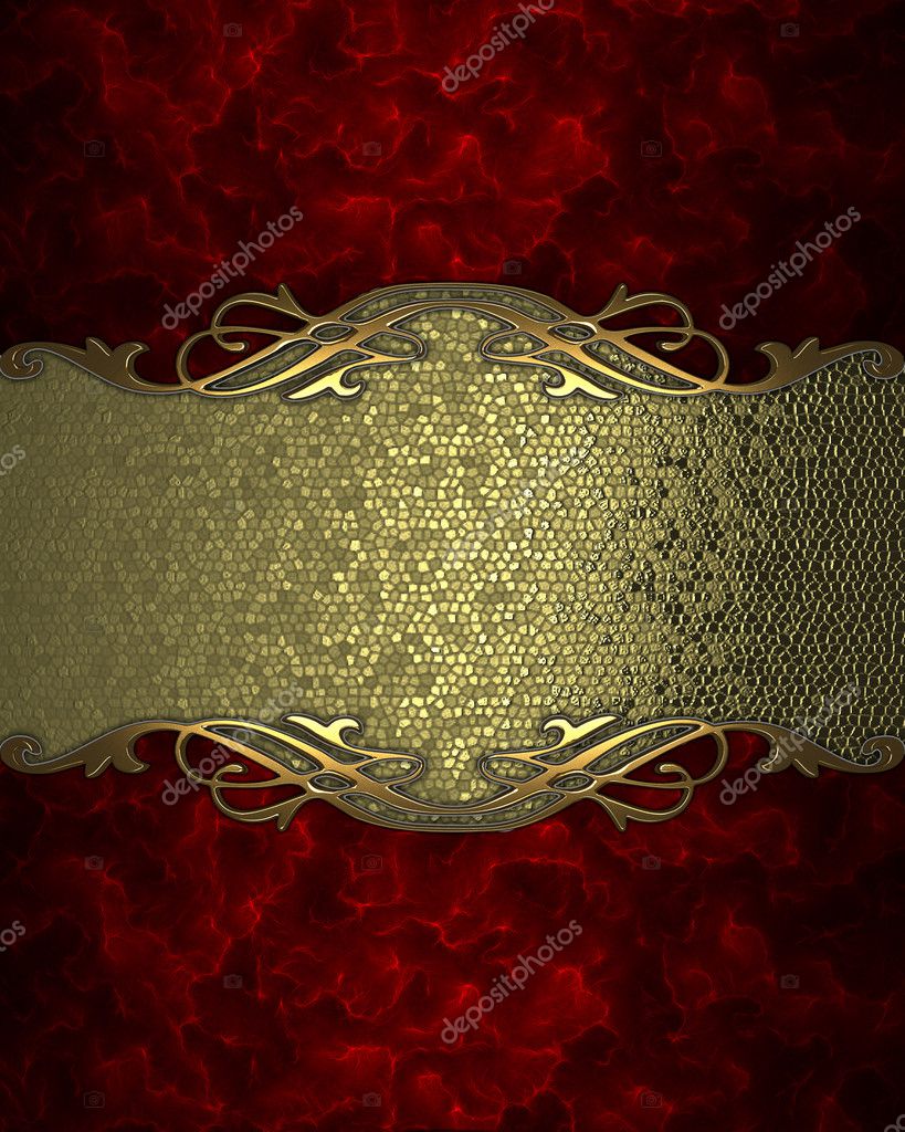 Red background with a gold sign with gold trim. Design template — Stock ...