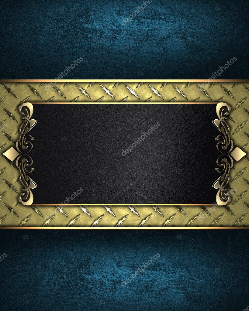 Design template - Blue edges, with beautiful gold plate with gold ...