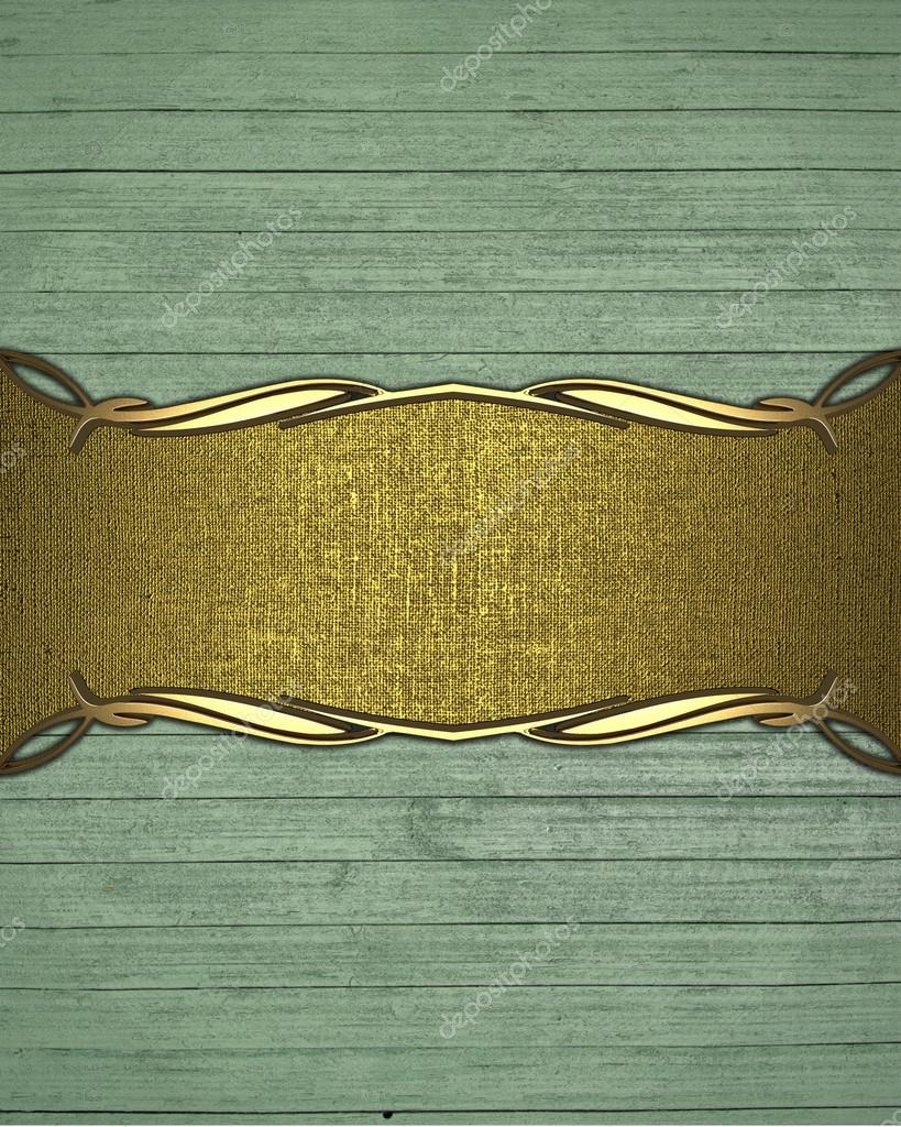 Gold nameplate with gold ornate edges on wooden background. Design ...