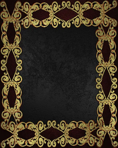 Black background with frame from gold pattern. Design template. Design ...
