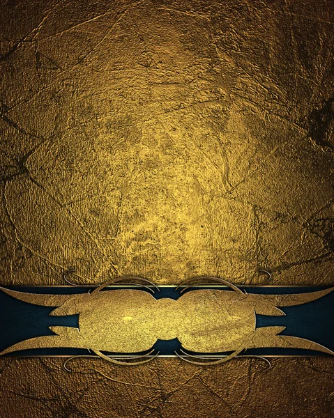 Gold abstract background with a blue nameplate with golden pattern ...