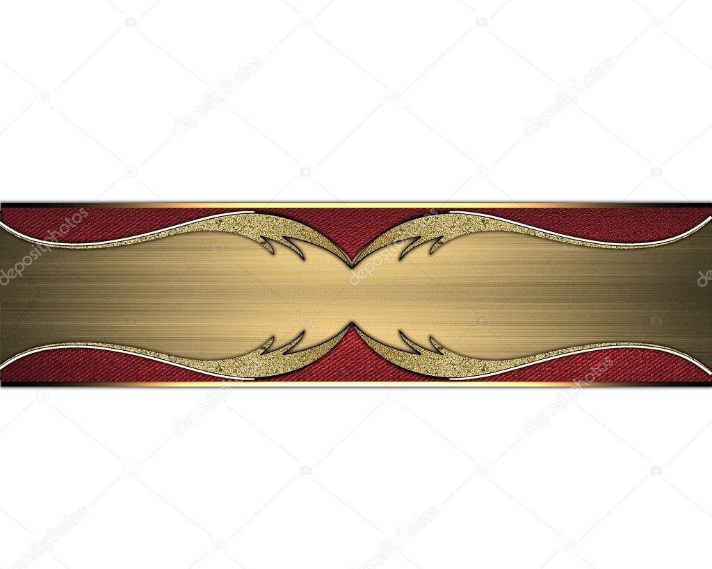 Gold plate with golden ornaments on a red ribbon. Design template ...