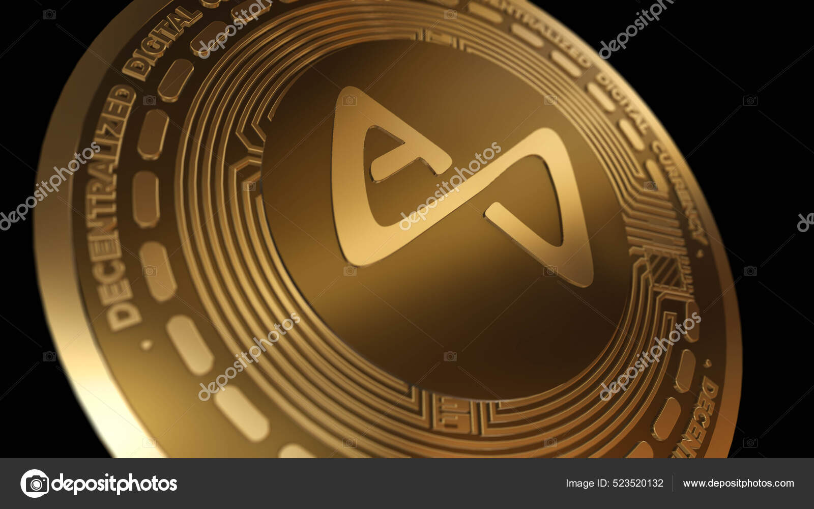 Golden Cryptocurrency Axie Infinity Axs Sign Isolated White Background ...