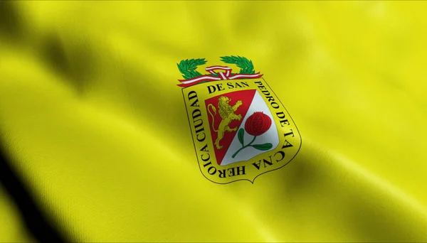 Ilustración 3D de ondear la bandera del Departamento de Tacna en Perú 2024