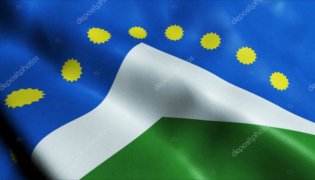 3D Illustration of waving Peru Department flag of Junin 2024