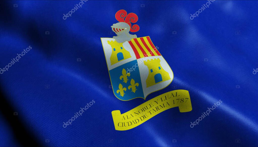 Ilustración 3D de ondear bandera de la provincia de Tarma 2024