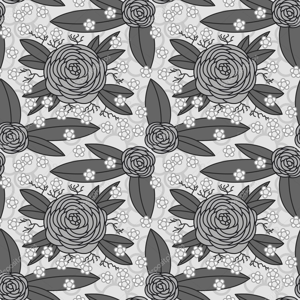 Grayscale Rose Pattern Stock Vector by ©BeatWalk 39861355