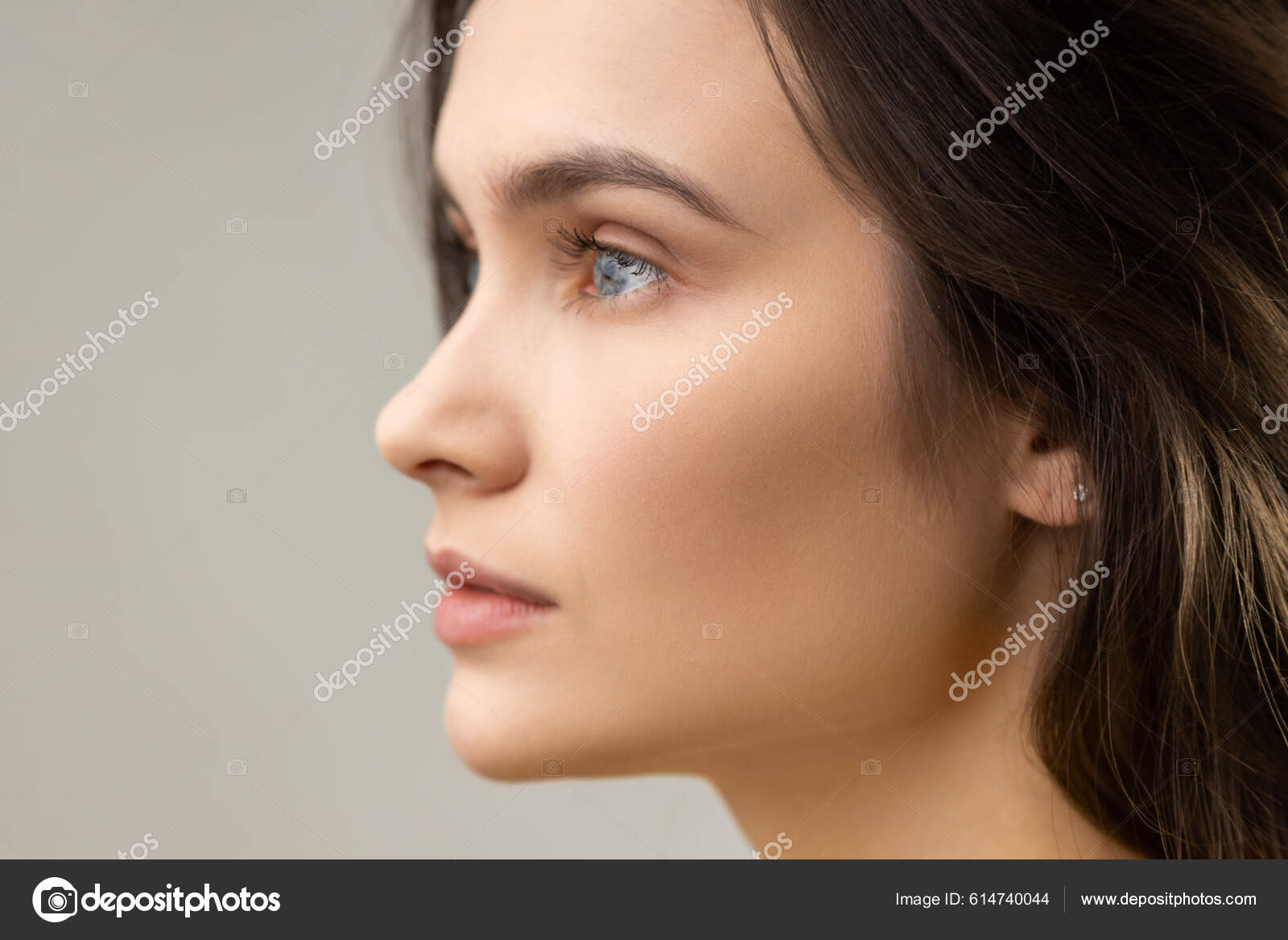 Side View Beauty Portrait Beautiful Woman Perfect Skin Looking Away ...