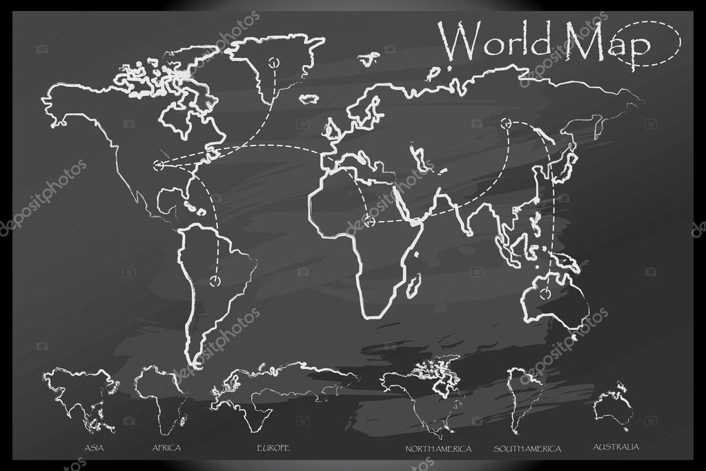 Mapa del mundo dibujar en pizarra — Foto de stock #33330117 © nuttapoldpspt