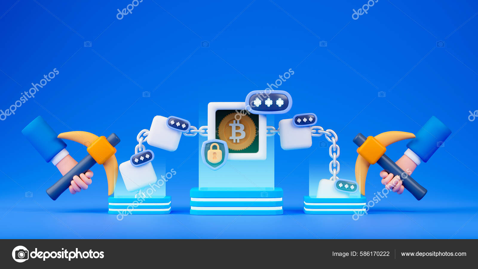 Rendering Concept Cryptocurrency Mining Blockchain Technology Illustration — Stock Photo ...