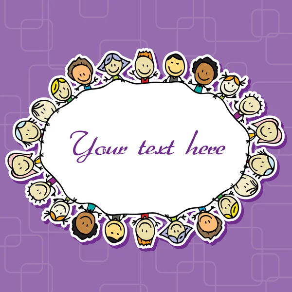 Cute doodle card frame with happy amur angels with love valentine ...