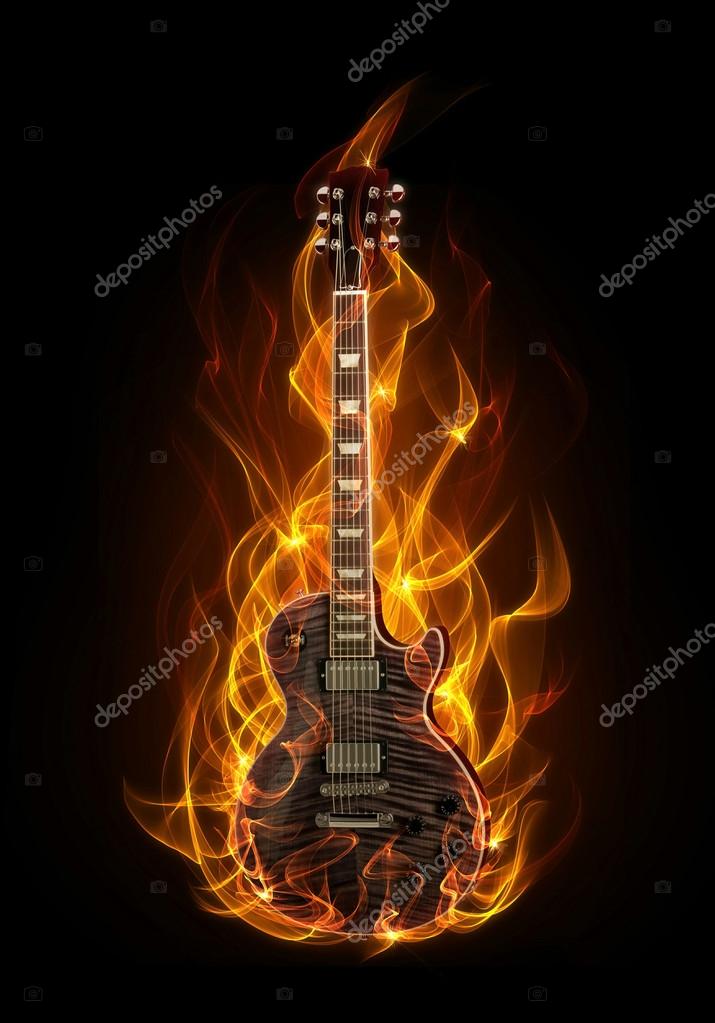 Photo: of a guitar on fire | Guitar in fire — Stock Photo © alanuster ...