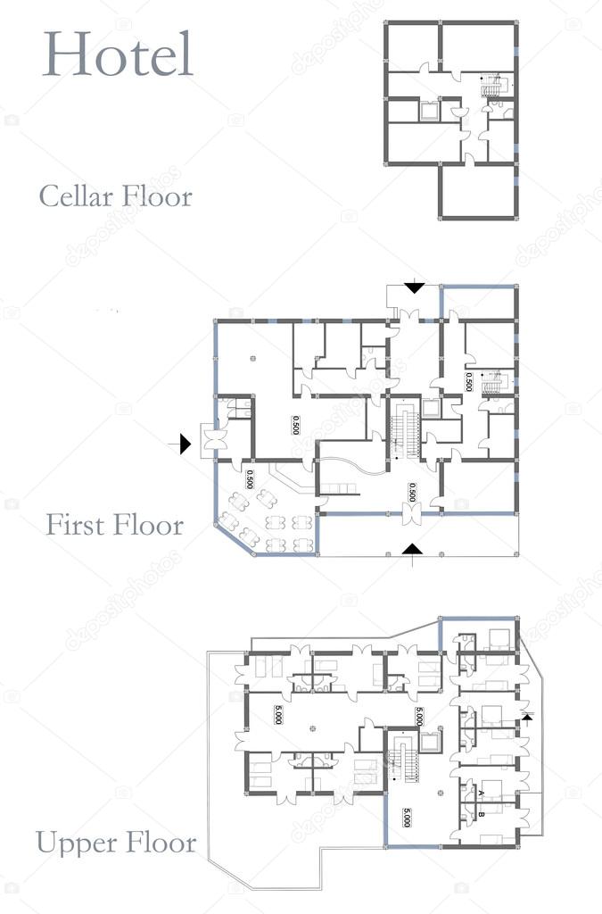 Hotel drawing plan Stock Photo by ©elvirac 17003607