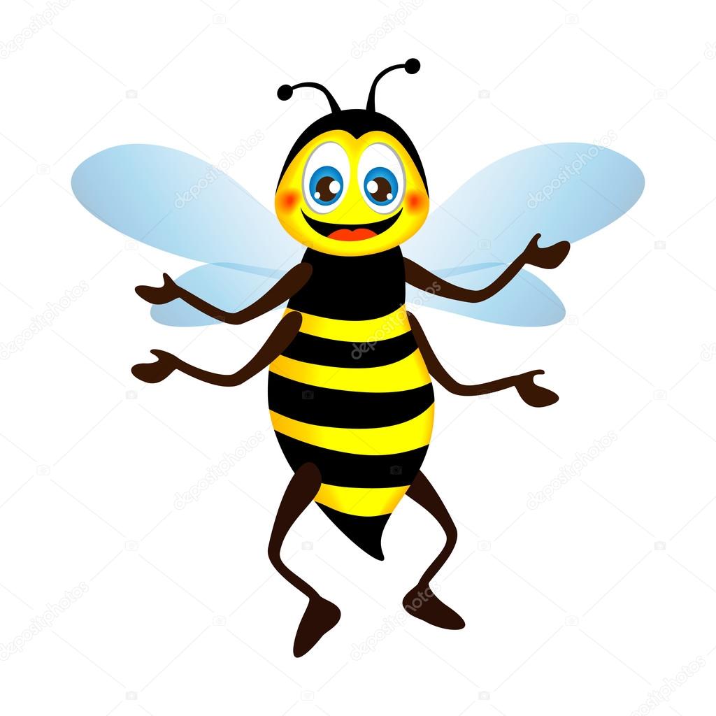 Cute bright funny bee, vector illustration isolated on white background ...