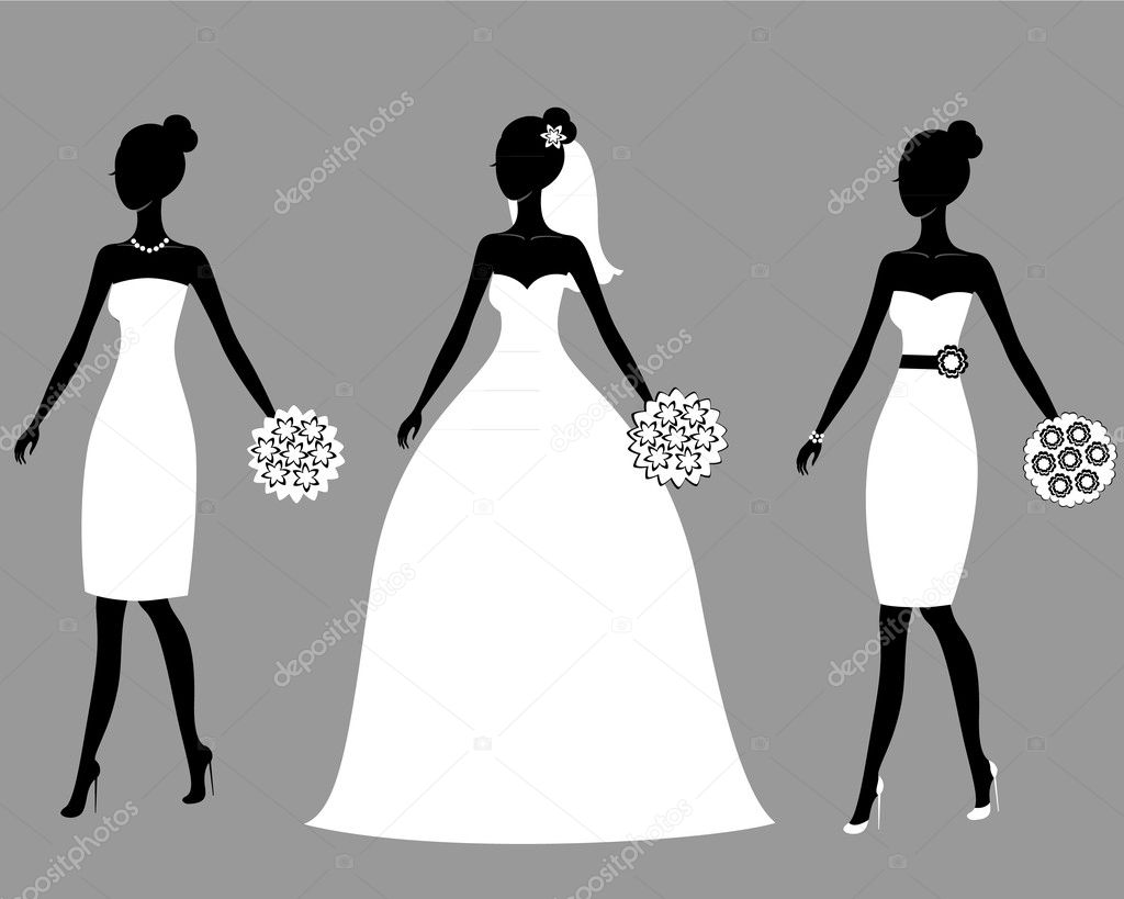 Silhouettes of beautiful young brides — Stock Vector © astra77light ...