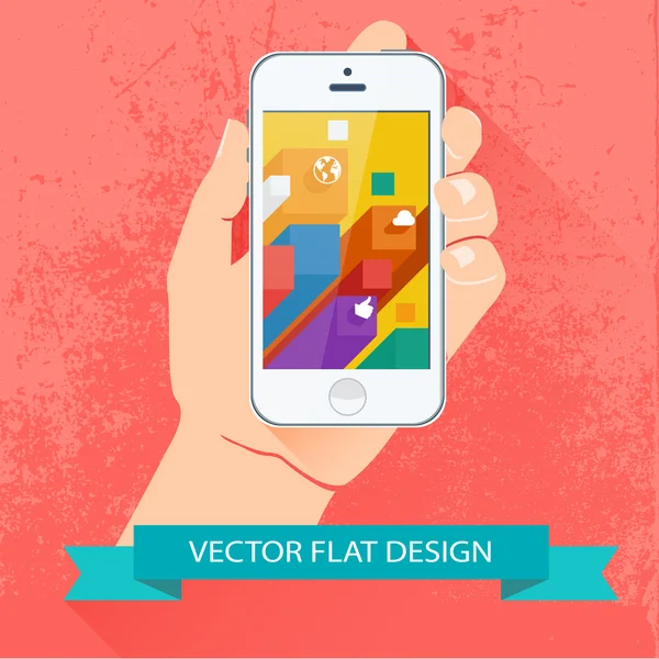 Male hands holding smartphone and tablet. Vector flat design. — Stock ...