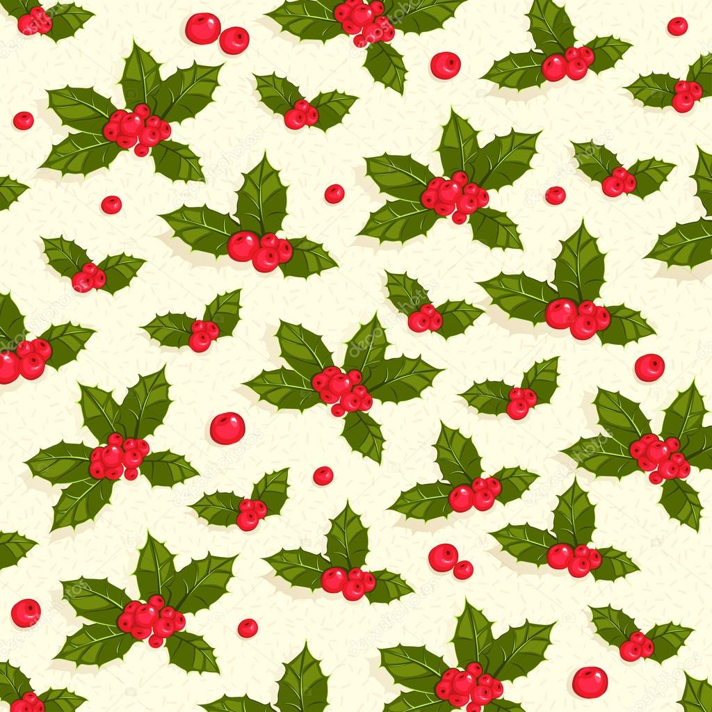 Christmas holly berries seamless pattern background — Stock Vector ...