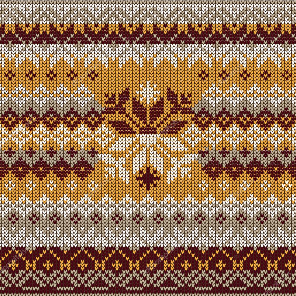 Scandinavian style seamless knitted pattern. Colors: yellow, whi Stock ...