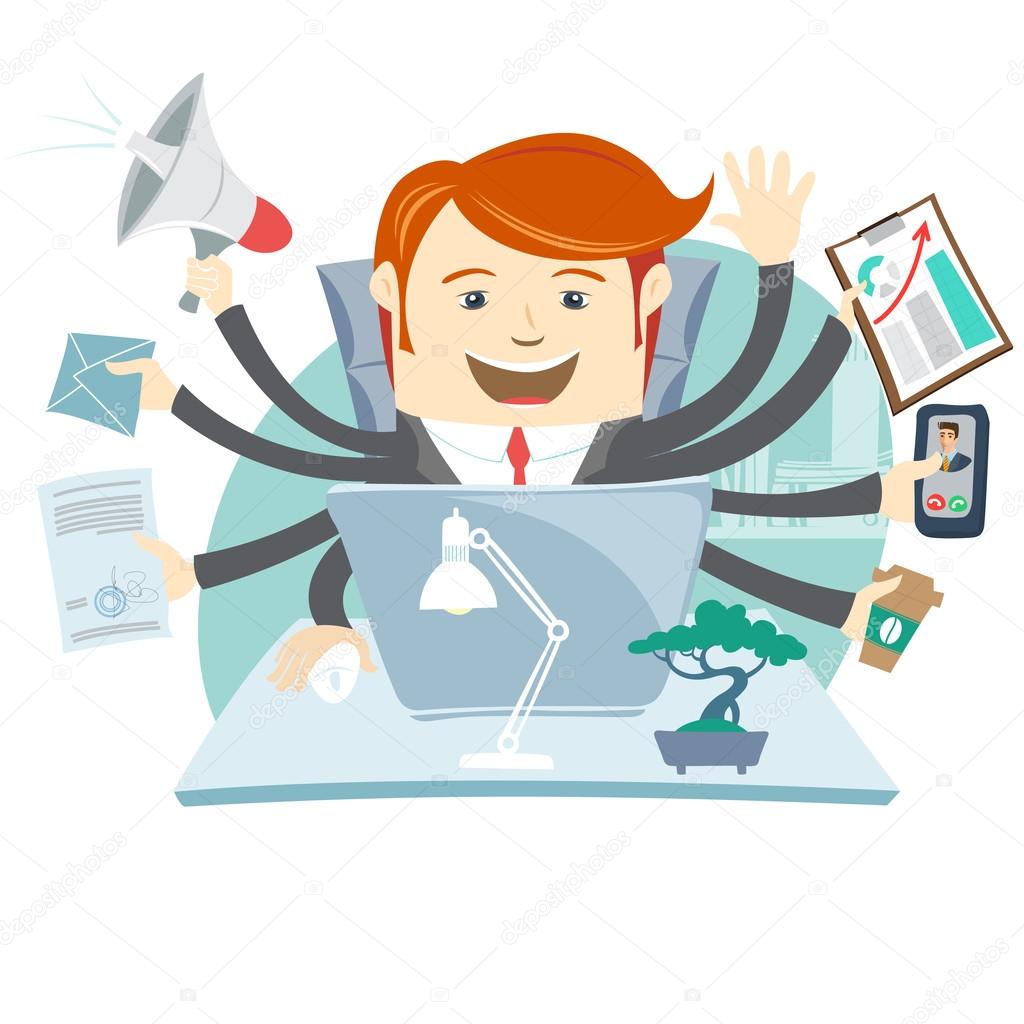 Hard Working Person Cartoon