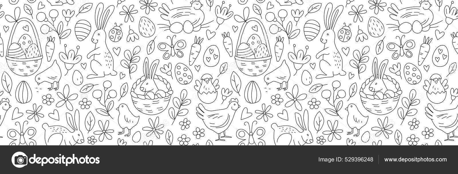 Funny Happy Easter Seamless Pattern Background Greeting Card Rabbit Bunny Stock Vector by ...