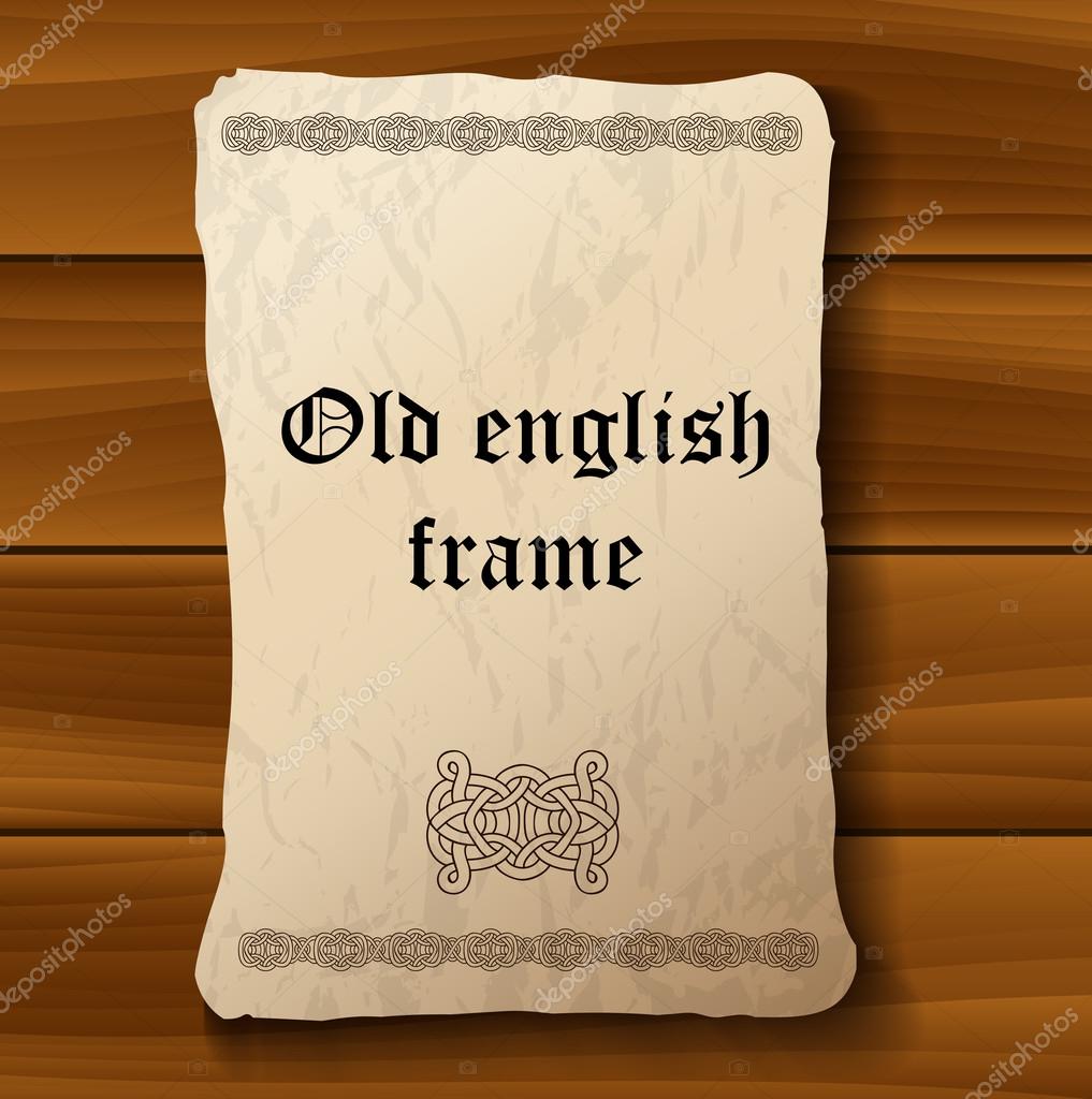 Old medieval parchment paper on wood background — Stock Vector ...