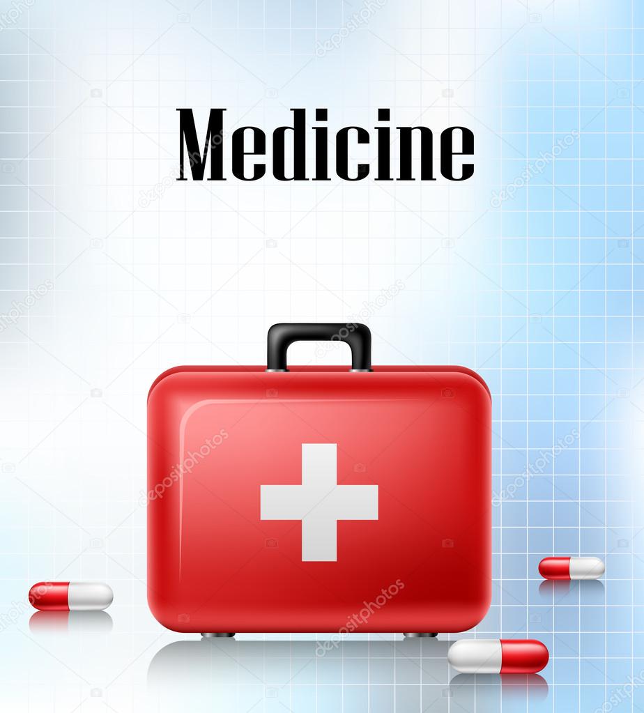 Text frame with first aid box and pills — Stock Vector © Helioshammer ...