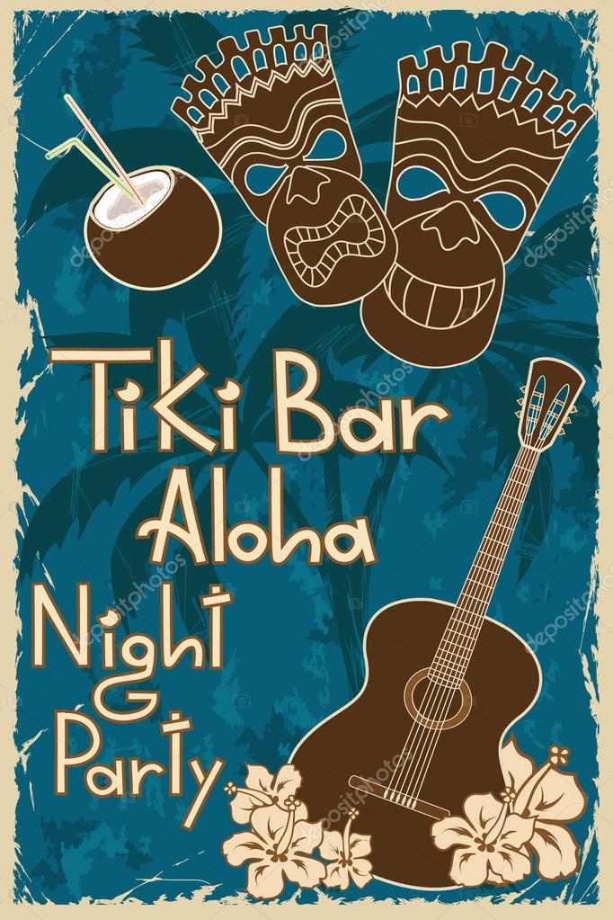 Vintage Tiki bar poster ⬇ Vector Image by © Annykos | Vector Stock 25623219