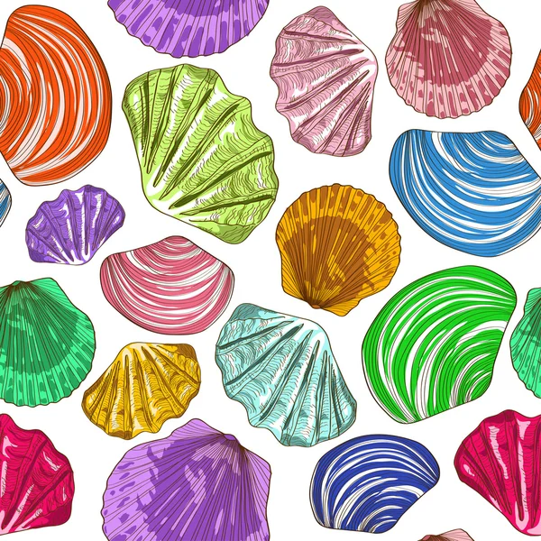 Seamless hand drawn texture of shells. Vector Illustration. — Stock ...