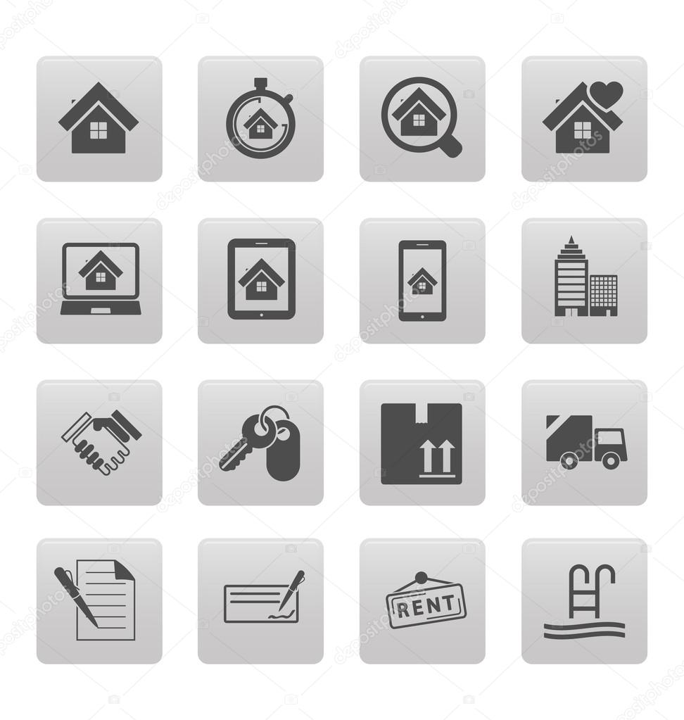 Real estate icons on black squares Stock Vector Image by ©Pixelalex ...