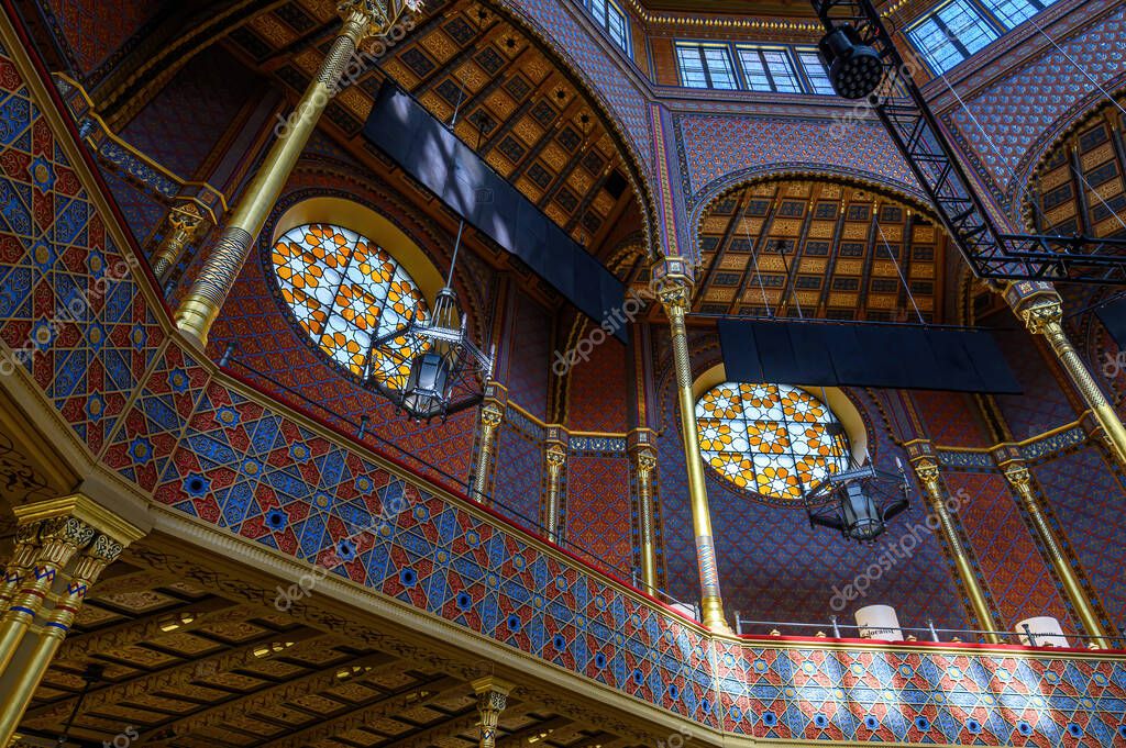 Budapest, Hungría. Interior de la sinagoga de la calle Rumbach. Situado ...
