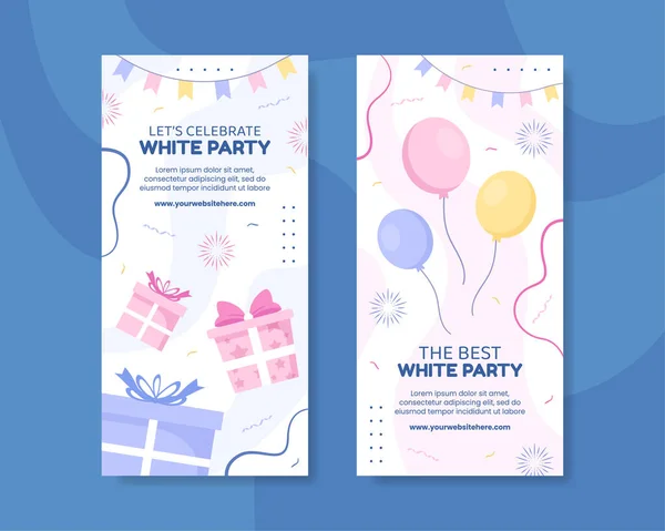 Happy Birthday Party Horizontal Banner Template Flat Cartoon Background ...