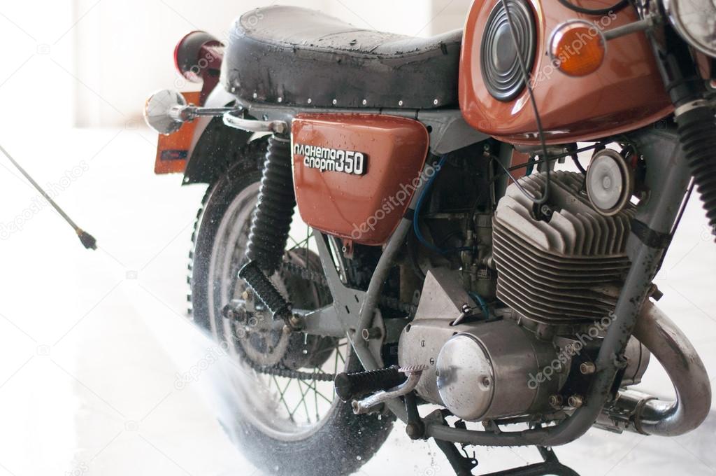 Wash the motorcycle 'IZH Planeta Sport " — Stock Editorial Photo ...