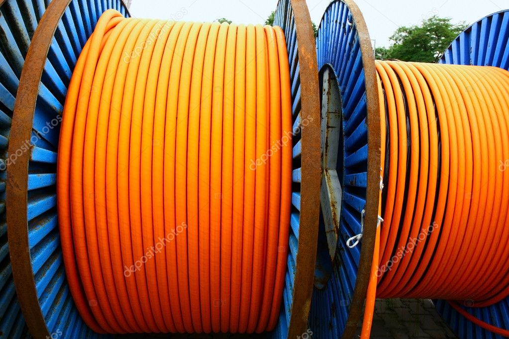Orange cable on steel spool — Stock Photo © kodda #22241633
