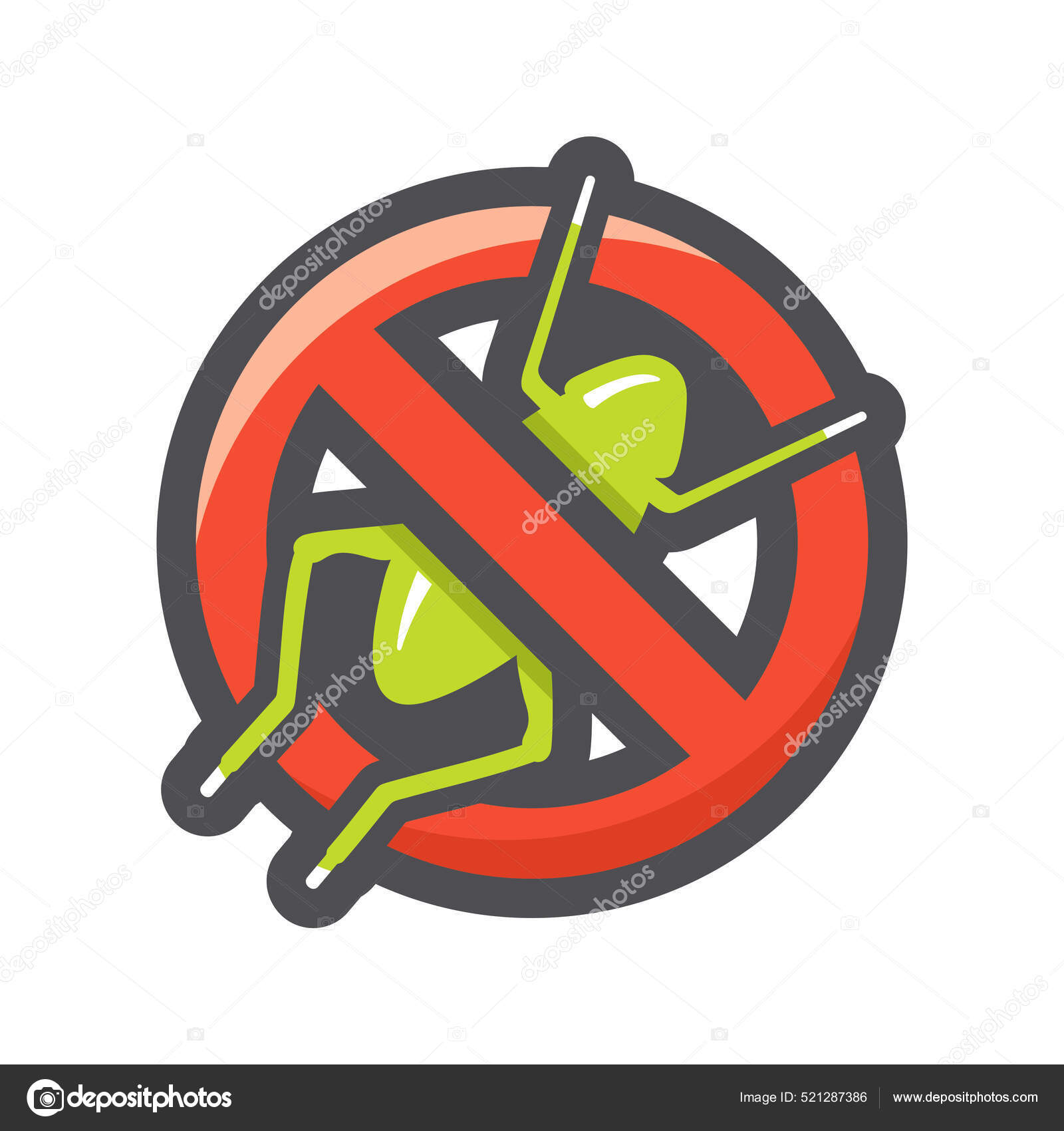 Ningún signo de prohibición de insectos rojo icono de vectores ...