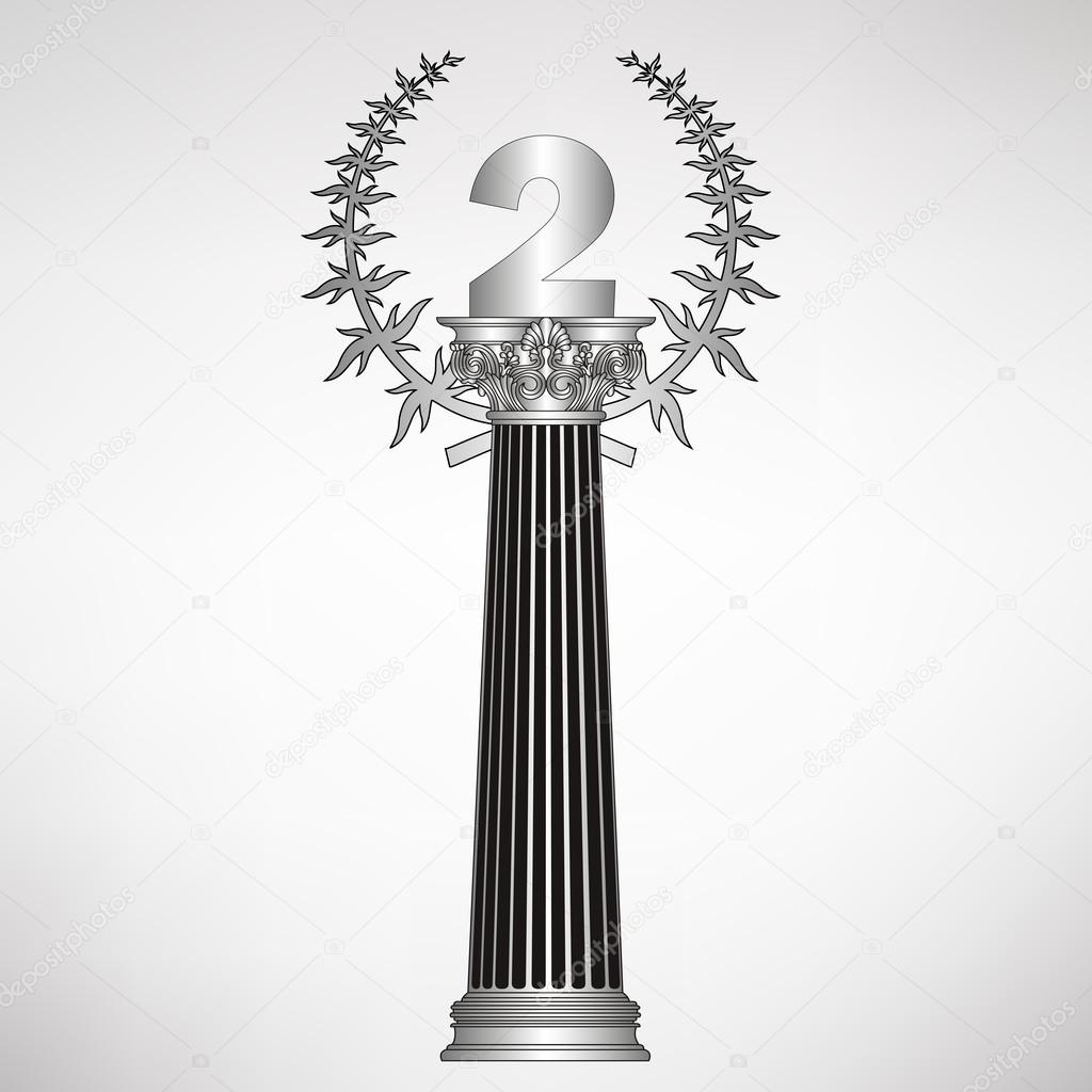 Columna de Grecia, corona de laurel y número. ilustración vectorial ...