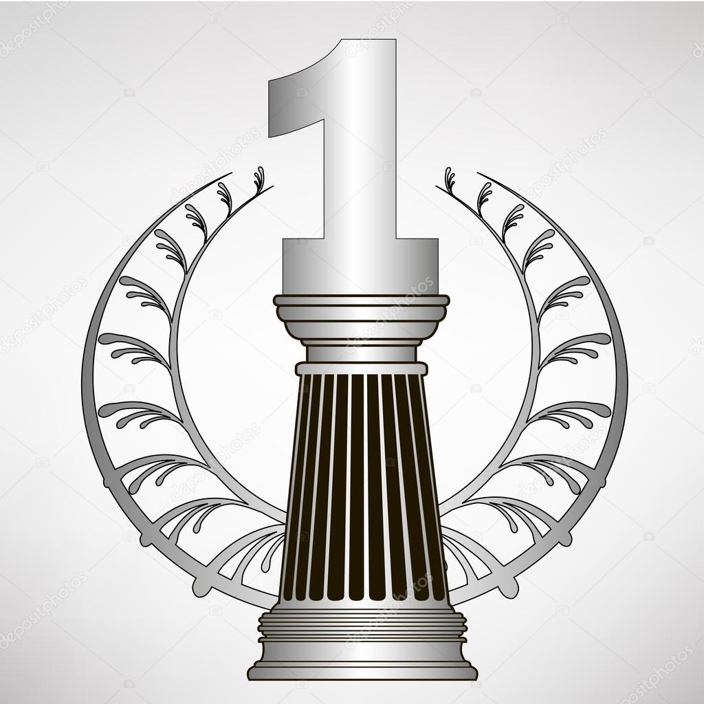 Greece column, laurel wreath and number. eps10 vector illustration ...