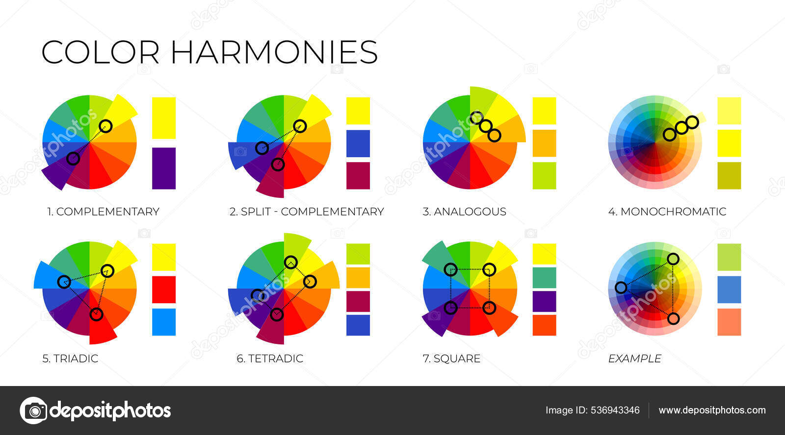 Armonías Color Con Ruedas Colores Muestras Vector de stock #536943346 ...
