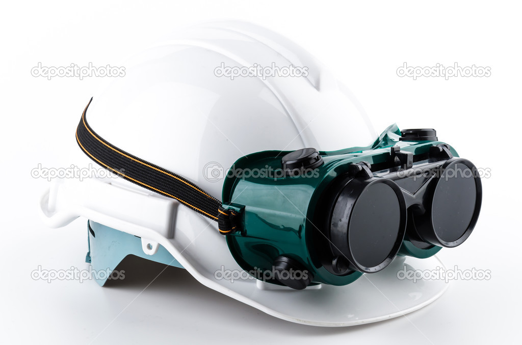 Safety helmet and goggles glasses — Stock Photo © mrsiraphol #39289825