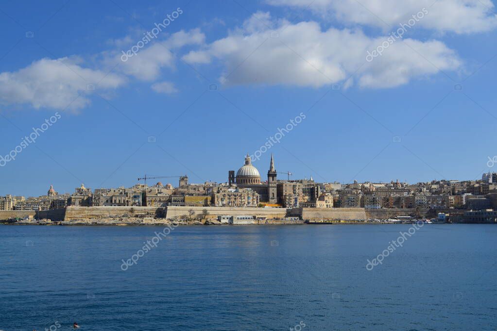 View from above of the golden domes of churches and roofs with church ...