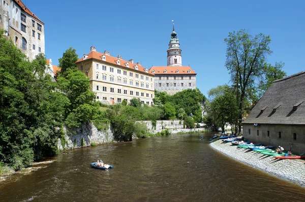 Cesky Krumlov Castle and rafting on Vltava river – Stock Editorial ...