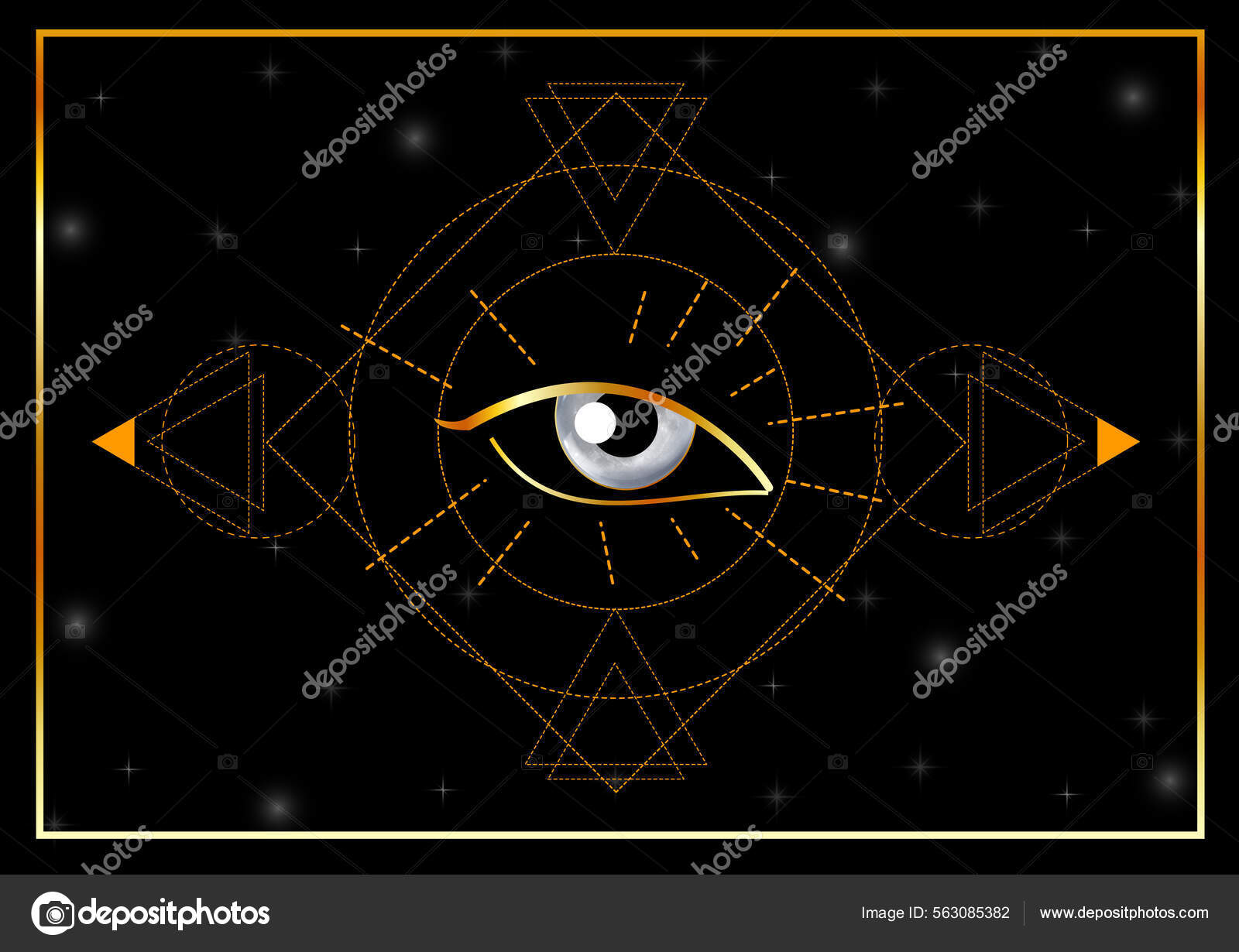 Esoteric Third Eye Providence Magical Orbs Triangles Space Stock Vector ...