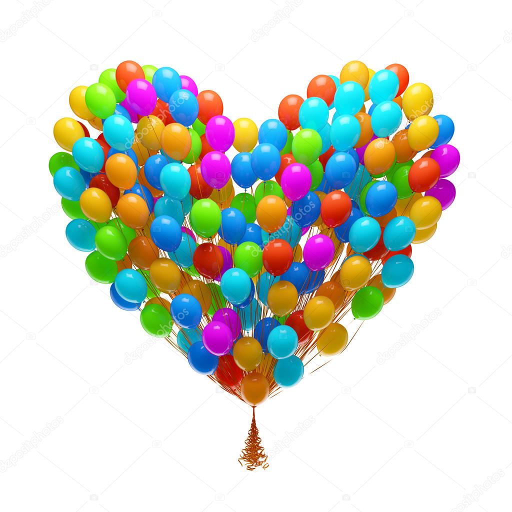 Big bunch of party balloons. Star shaped. Isolated on white background ...